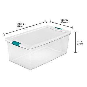 Sterilite 106 Quart Clear Plastic Stackable Storage Container Bin Box Tote with White Latching Lid Organizing Solution for Home & Classroom, 12 Pack