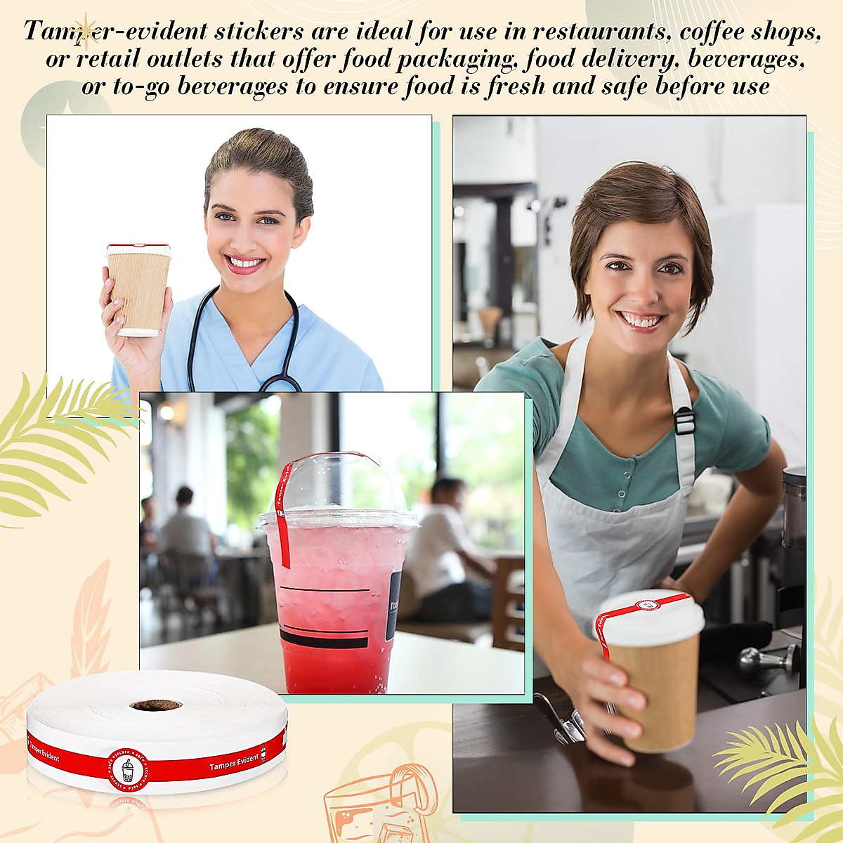 Skyygemm Safe Secure Tamper Evident Seals Stickers for Drink Lids 1" x 9" Food Delivery Stickers Sealed for Freshness Labels Drink Food Tamper Proof Stickers Tamper Evident Tape (Red,500 Pcs)