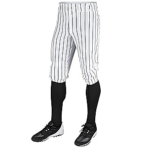 CHAMPRO Men' Classic With Pinstripes Triple Crown Pinstripe Polyester Baseball Knicker, White, Black, Small US