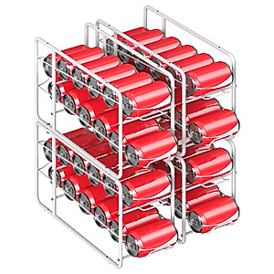 MOOACE 4 Pack Can Dispenser Rack, Stackable Can Storage Organizer Holder for Canned food Kitchen Cabinet Pantry Countertop, White