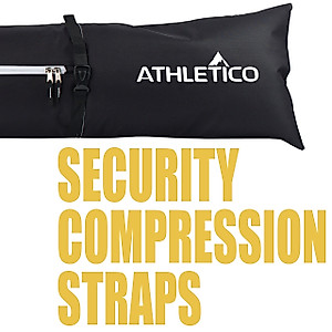 Athletico Ski Bag and Ski Boot Bag Combo - Ski Bags for Air Travel - Unpadded Snow Ski Bags Fit Skis Up to 200cm - For Men, Women, Adults, and Children (Black with White Trim)