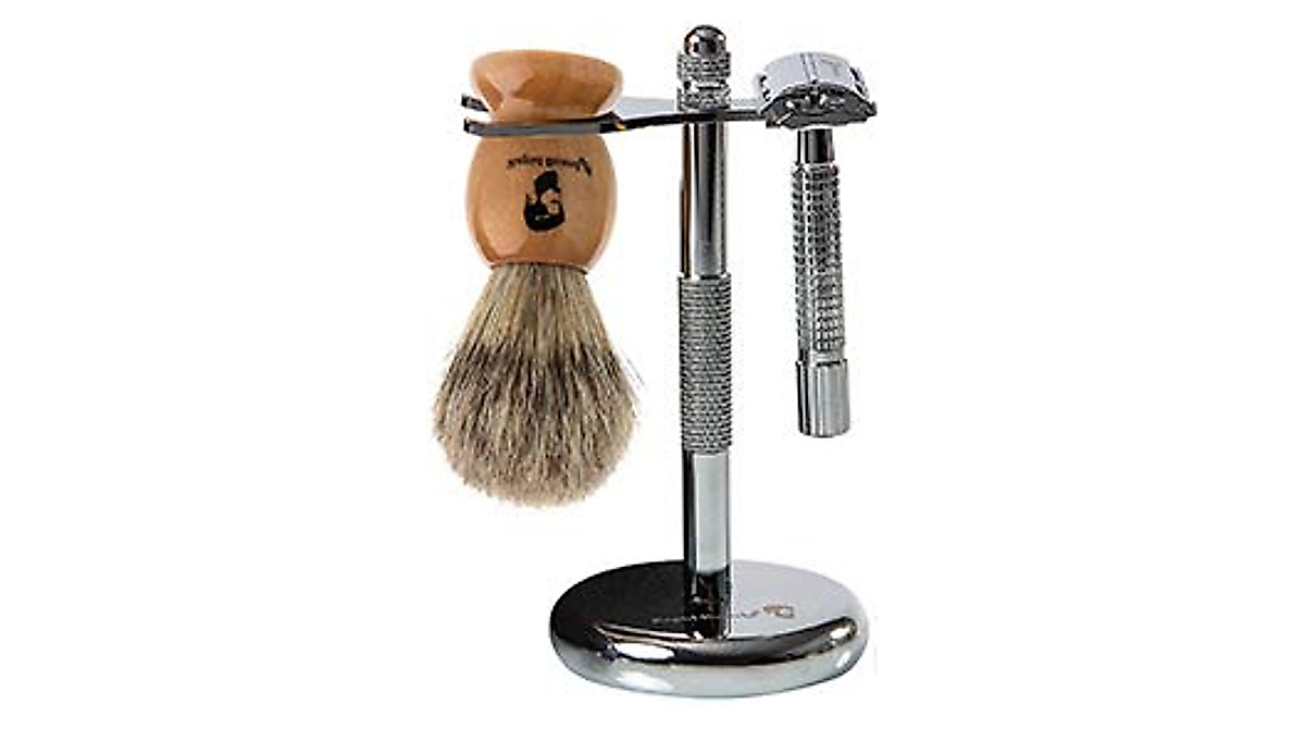 Rapid Beard Wet Shaving Kit for Men - Safety Razor & Brush