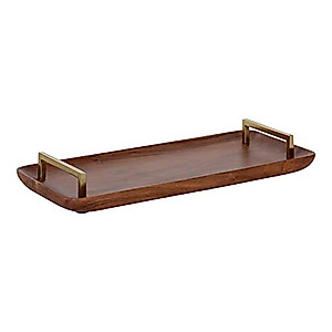 Kate and Laurel Cantwell Mid-Century Modern Wood Tray, 18 x 8, Walnut Brown, Decorative Tray for Serving, Storage and Display