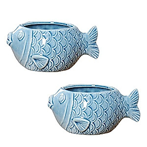 Cabilock 2pcs Doodle Fish Flower Pot House Plants Desk Decor Plant Pots Indoor Dining Table Decor Indoor Planter Indoor Plants Rustic Decor Outdoor Planter Ceramics Succulent Plant Desktop