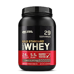 Optimum Nutrition Gold Standard 100% Whey Protein Powder, Chocolate Malt, 2 Pound (Packaging May Vary)