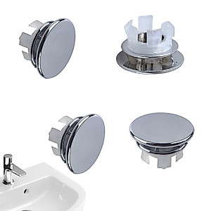 4 Pack Sink Basin Overflow Trim Ring Solid Brass Bathroom Sink Trim Overflow Cover Insert in Hole Round Caps, Double Layer Copper Solid Chrome