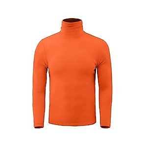 Zengjo Turtleneck Men Thermal Long Sleeve(Orange,L)