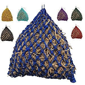 Majestic Ally 2”x2” Holes Highly Durable Very Sturdy 36" Hay Net with for Horses, Goat, Travel Feeder for Trailer and Stall, Reduces Waste (Royal Blue)
