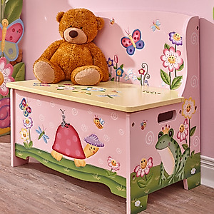 Fantasy Fields Magic Garden Kids Toy Box with Bench Seat, Toy Storage Chest for Kids, Pink