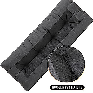 RACE LEAF Bench Cushion 45" x 18" Grey, Outdoor/Indoor Water Resistant Bench Seat Pads, Tufted Loveseat Cushion for Swing, Wicker, Garden Bench, Indoor, Shoe Storage, Window, Piano