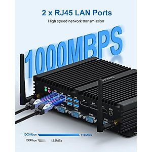 BASOARO Industrial Mini Computer, Fanless Industrial PC, Core i7 8550U, 16G RAM 512G SSD 1TB HDD, Dual LAN, Triple Display 4K UHD, DP/EDP/HD, 6 RS232 COM, Win 11 Pro Mini PC