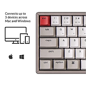 Keychron K6 65% Compact 68-Keys Aluminum Frame Wireless Mechanical Keyboard for Mac, Bluetooth, Multitasking, Wired Gaming Keyboard for Windows Non-Backlit with Keychron Blue Switch