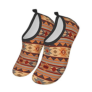 SWEET TANG Water Shoes Women's Men's Native Southwestern Design Tan Gray Brown American Outdoor Beach Swimming Aqua Socks Quick-Dry Barefoot Shoes Surfing Yoga Pool Exercise