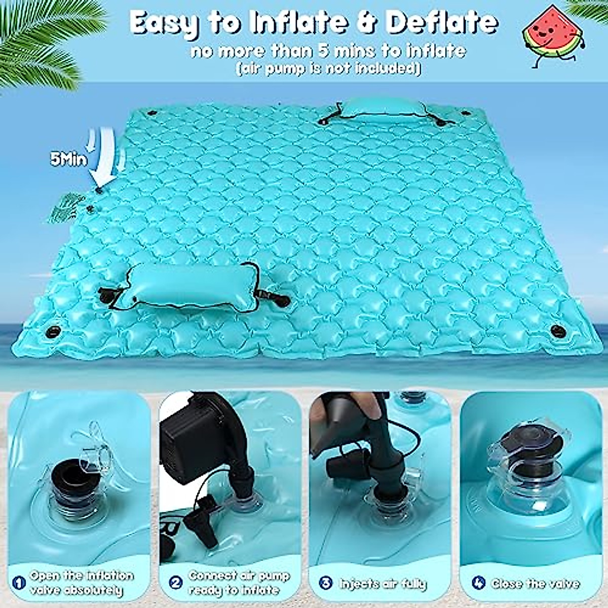 BOLITE Giant Inflatable Lake Float for Adults, 102 x72 Inch Pool Float with Pool Hammock, Floating Mat Toy Raft Loung for Swimming Pool Lake Beach Summer Water Party, Blue