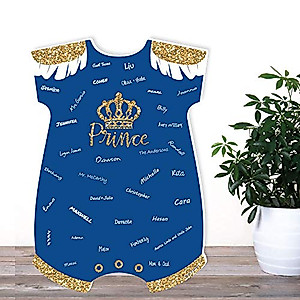 Big Dot of Happiness Royal Prince Charming - Baby Bodysuit Guest Book Sign - Baby Shower Guestbook Alternative - Signature Mat