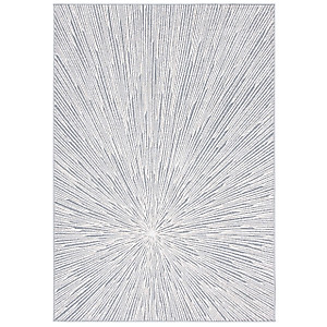 SAFAVIEH Belmont Collection Area Rug - 8' x 10', Grey & Ivory, Abstract Burst Design, Non-Shedding & Easy Care, Ideal for High Traffic Areas in Living Room, Bedroom (BMT136F)