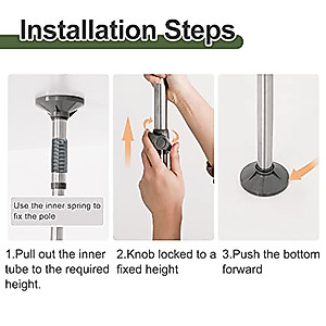 Hershii Indoor Garment Rack Coat Hanger Extendable Clothes Hanging Rails Tension Pole Laundry Room Storage Shelf Heavy Duty Clothing Display Stand Holder Airer Space Saving Organizer - Grey