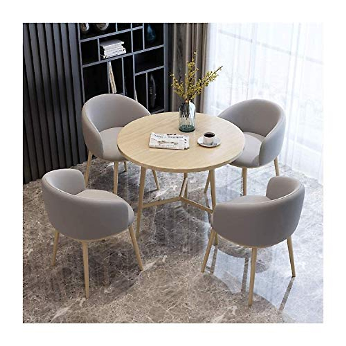 IWQHQXR Office Conference Table, Coffee Leisure Table and Chair Set Kitchen Study Bedroom Living Room Creative Display Round Dining Table Home Leisure Area Tea (Color : Style C) (Color : Grey)