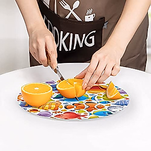 Underwater Fish Tempered Glass Cutting Board Heat Resistant For Bread Meat Fruit 7.9 in