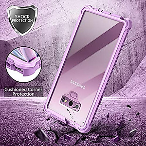 Dexnor Galaxy Note 9 Case with Screen Protector Clear Military Grade Rugged 360 Full Body Protective Shockproof Hard Back Cover Defender Heavy Duty Bumper Case for Samsung Note 9 - Purple