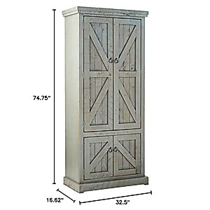 American Heartland Rustic Double Door Pantry, Rustic Dark Blue