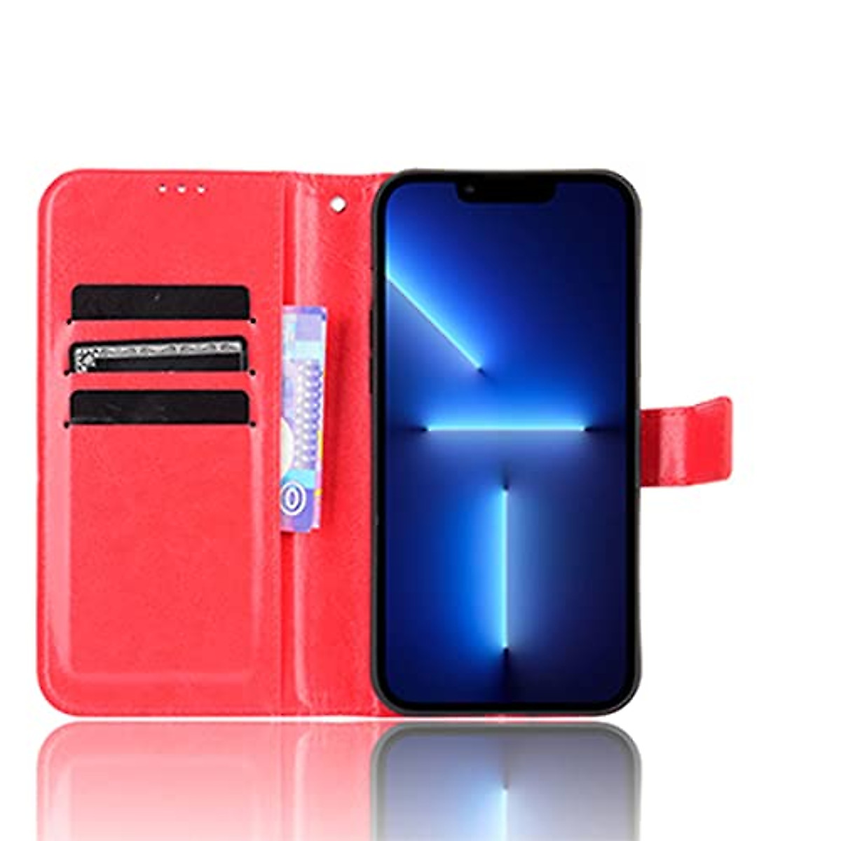 MojieRy Phone Cover Wallet Folio Case for Oppo Reno 2, Premium PU Leather Slim Fit Cover for Reno 2, 3 Card Slots, Feel Good, Red