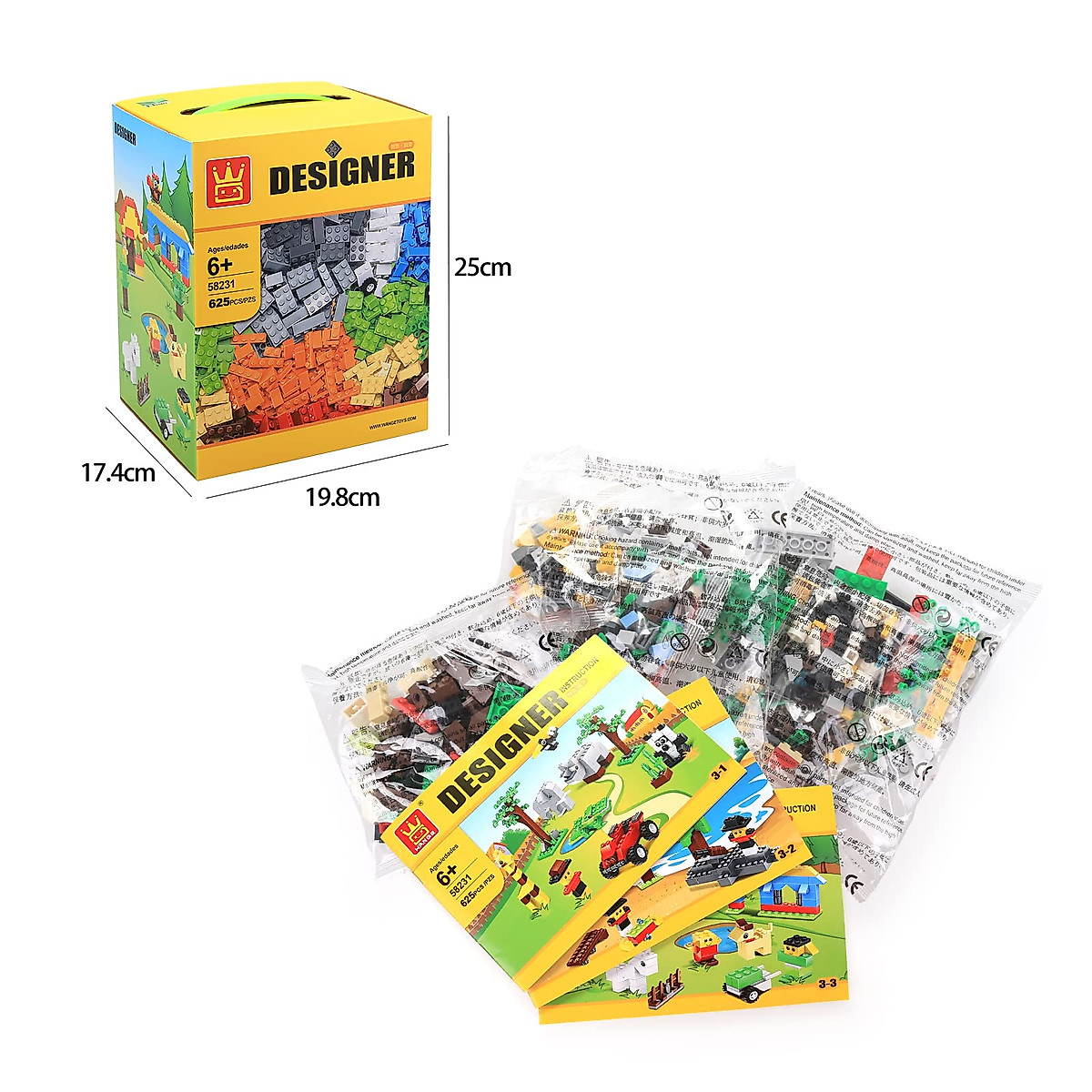 Wange Classic Brick Box 625Pieces Building Block Kit for Creative Play A Great Holiday Present Idea for Christmas Educational Toy for Child