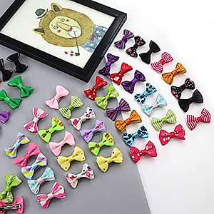 YAKA 60PCS (30 Paris) Cute Puppy Dog Small Bowknot Hair Bows with Metal Clips Handmade Hair Accessories Bow Pet Grooming Products (60 Pcs,Cute Patterns)