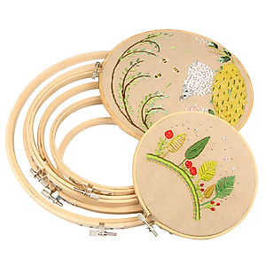 Similane 5 Pieces Embroidery Hoops Bamboo Circle Cross Stitch Hoop Ring 5 inch to 10 inch for Embroidery and Cross Stitch
