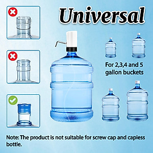 Water Dispenser for 5 Gallon Bottle, Portability Electric Water Pump with USB Data Cable,White Automatic Drinking Water Bottle Pump for Travel, Kitchen, Home, Office