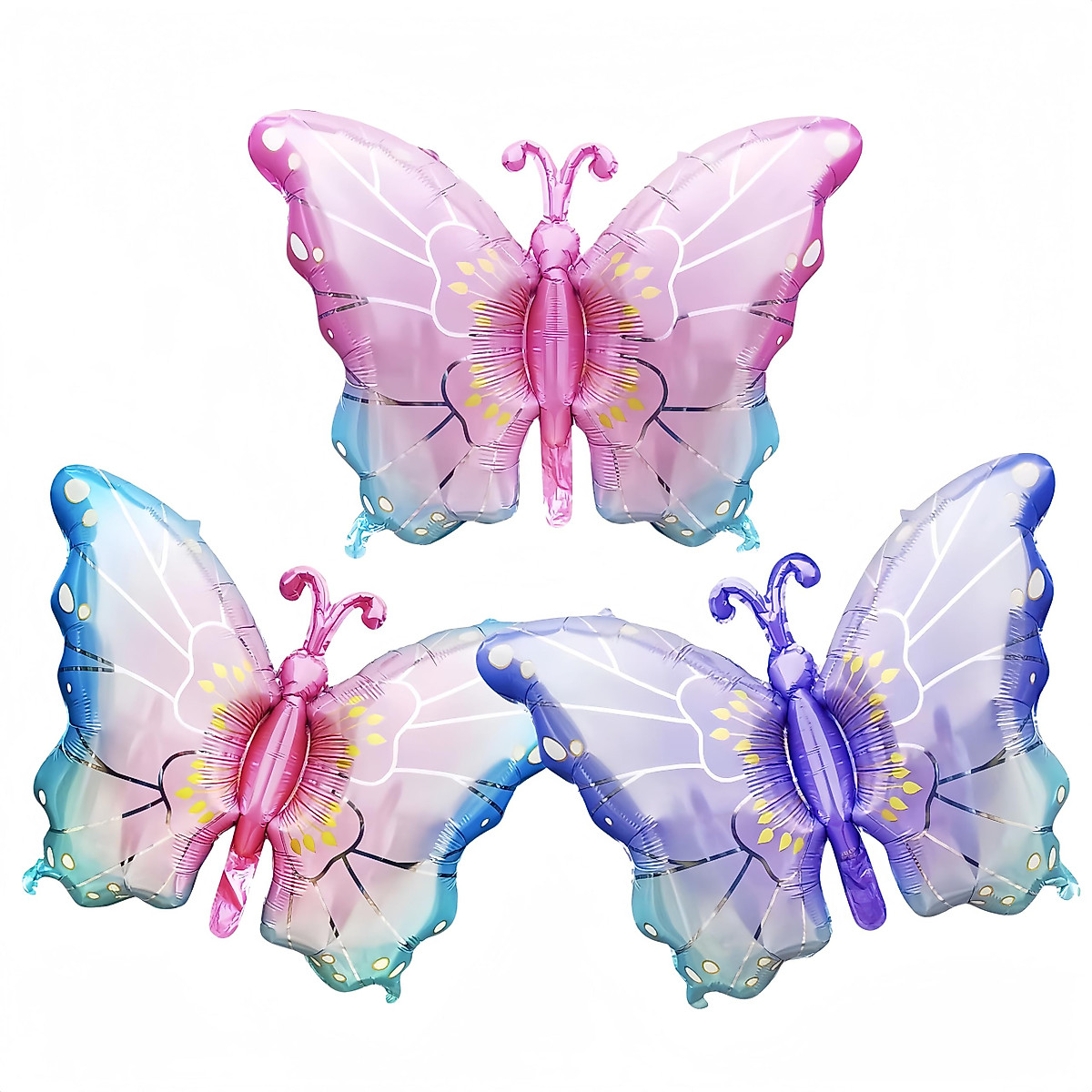 6Pcs Butterfly Balloons Gradient Butterfly Foil Mylar Balloon/Butterfly Theme Birthday Party/Wedding/Baby Shower/Fairy Garden Butterfly Themed Party/Spring Break Theme Party/Tea Party/Bridal Shower