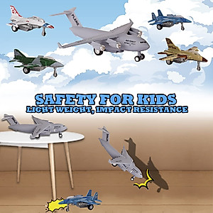 Crelloci 5 Pack Army Airplane Toys Set Military Fighter Jet Die Cast Plane Metal Aircraft Toy, Pull Back Play Vehicle Aircraft Gift for Kids Boys Girls Children 3+ Years Old