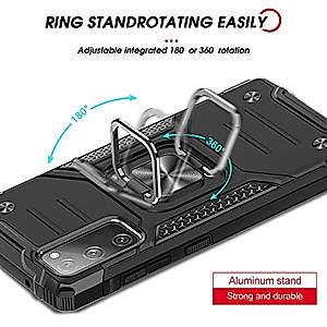 LeYi for Samsung Galaxy S20 FE Case, Samsung S20 FE 5G Case with [2 x Tempered Glass Screen Protector] for Men Women, [Military-Grade] Protective Phone Case with Ring Kickstand for S20 FE 5G, Black