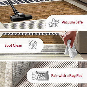 nuLOOM Fringed Performance Indoor Area Rug, Power Loomed, Easy Clean, Durable, Non-Shed, 5' x 8', Keeva Beige