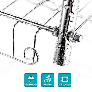 Glotoch 2-Tier Full Sized Dish Drying Rack with Utensil Holder and Cup Holder with Dish Water Drain Board Tray Rustproof Chrome Plating 16.5 x 10 x 15 Inches Storage Space Saving Kitchen Organizer