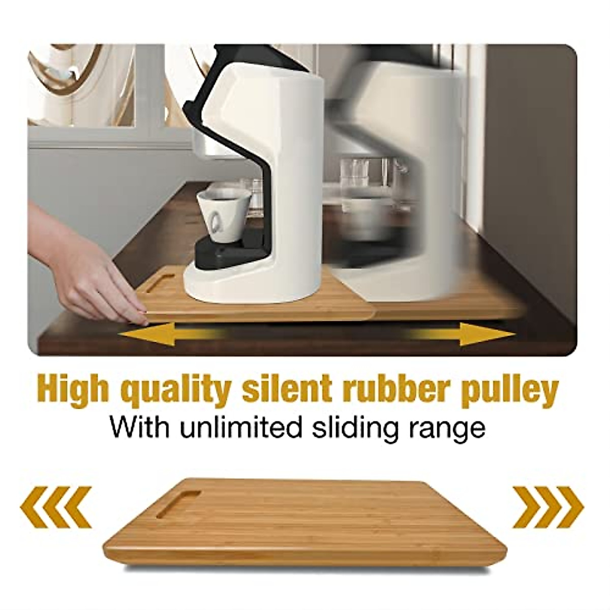 Appliance Sliders for Kitchen Appliances, Sliding Tray for Coffe Maker, Espresso Coffee Machine, Air Fryer, Kitchen Stand Mixer, Toaster, Kitchen Sliders for Counter (9.5” X 13.8”)