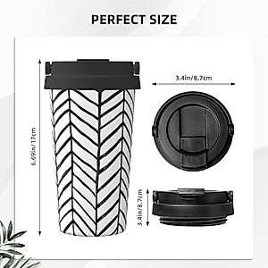 WANGXUEE black and white boho Print 500ml Stainless Steel Travel Tumbler Double Wall Vacuum Insulated Coffee Mug