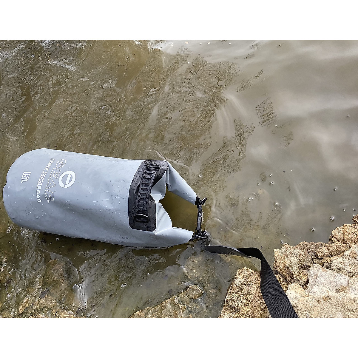 Enthusiast Gear Dry Bag Cooler - Roll Top Insulated Backpack – Portable, Collapsible, Waterproof with Padded Shoulder Strap - Perfect for Kayaking Fishing Beach Hiking -15L (White)