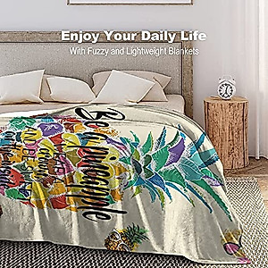 BBKD Pineapple Throw Blanket, Fruits Pineapple Lightweight Super Soft Cozy Flannel Fleece Blanket, for Sofa Couch Bed 60"x50"