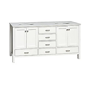 Kitchen Bath Collection Horizon 72-inch Double Bathroom Vanity (Engineered White/White): Includes White Cabinet with Engineered White Countertop and White Ceramic Sinks