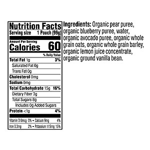 Plum Organics | Stage 2 | Organic Baby Food Meals [6+ Months] | Pear, Blueberry, Avocado & Granola | 3.5 Ounce Pouch (Pack Of 6) Packaging May Vary
