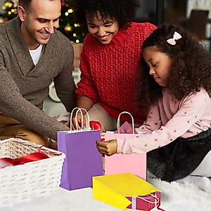 48 Pieces Gift Bags with 48 Tissue Papers, 8 Colors Gift Paper Bags with Handle for Party Supplies, Treat Favor, Birthday Party, Wedding, Gifts and Celebrations Assorted Colors (Rainbow)