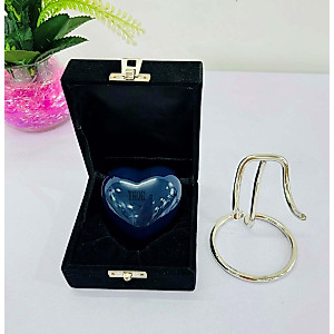 Blue Small Love Heart Pet Urn for Ashes with Box Small Heart Dog’s and Cat’s Ash Container for Funeral Remains with Stand Mini Heart Cremation Urn for Ashes