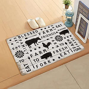 Jolunifun Vintage Farm Animal Home Antifatigue Kitchen Bath Door Mat Cushioned Runner Rug, Washable Welcome Floor Sink Mat, Waterproof & Non-Slip Comfort Standing Doormat for Kitchen, 18"x30"