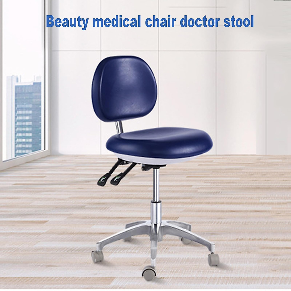 SFKLYU Ergonomic Dentist Chair Adjustable Dental Medical Chair Dentist Doctor's Stool with Backrest PU Leather,B,M
