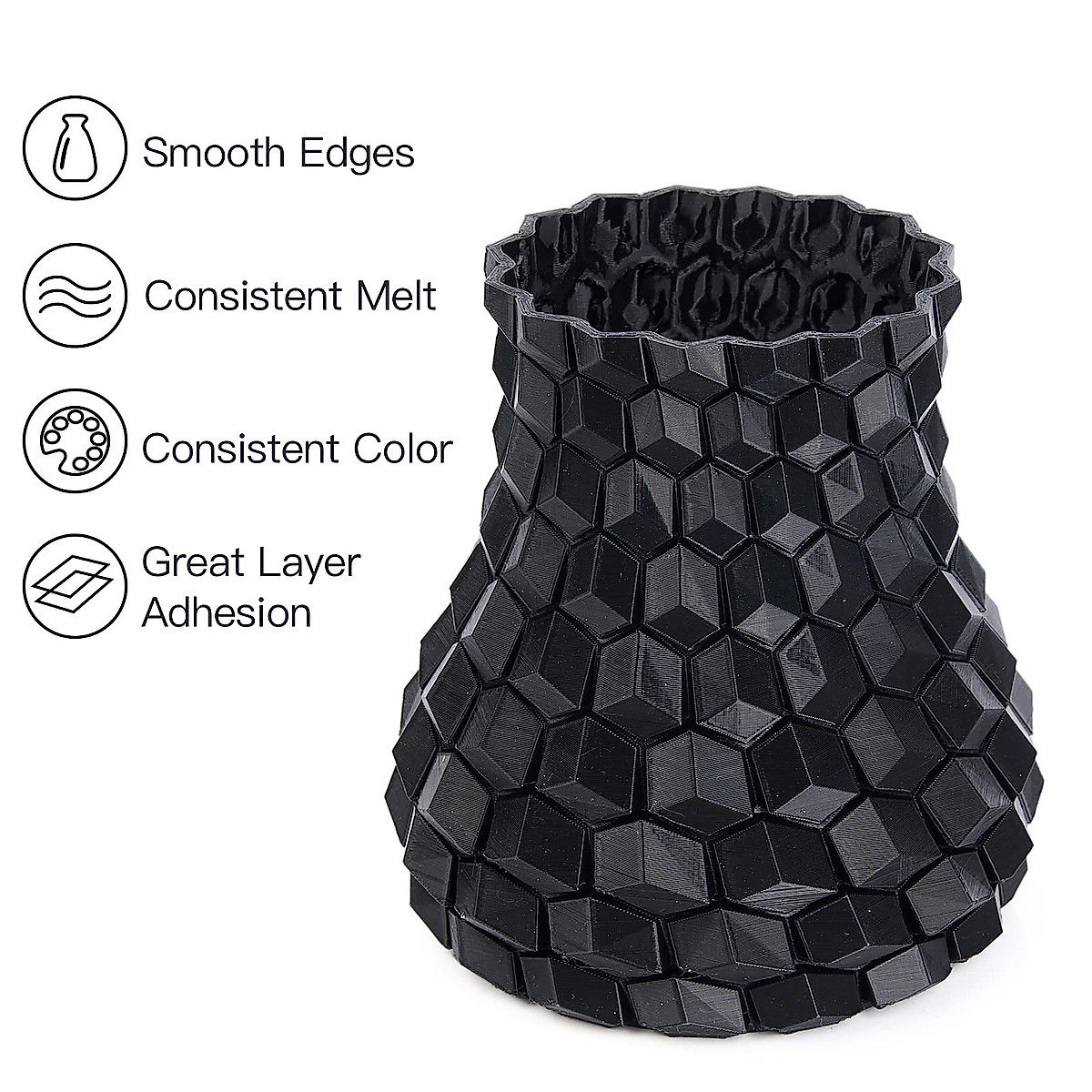 INLAND Micro Center Tough PLA 3D Printer Filament 1.75mm - Professional Toughness Enhanced PLA - Dimensional Accuracy +/- 0.03 mm - 1kg Spool (2.2 lbs) - High Impact Strength - Black