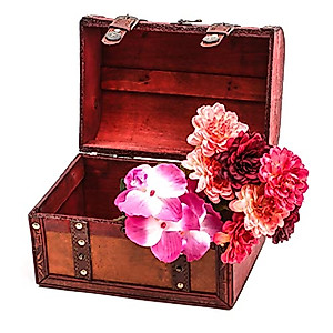 Trademark Innovations 10" Wood and Leather Decorative Chest, Brown