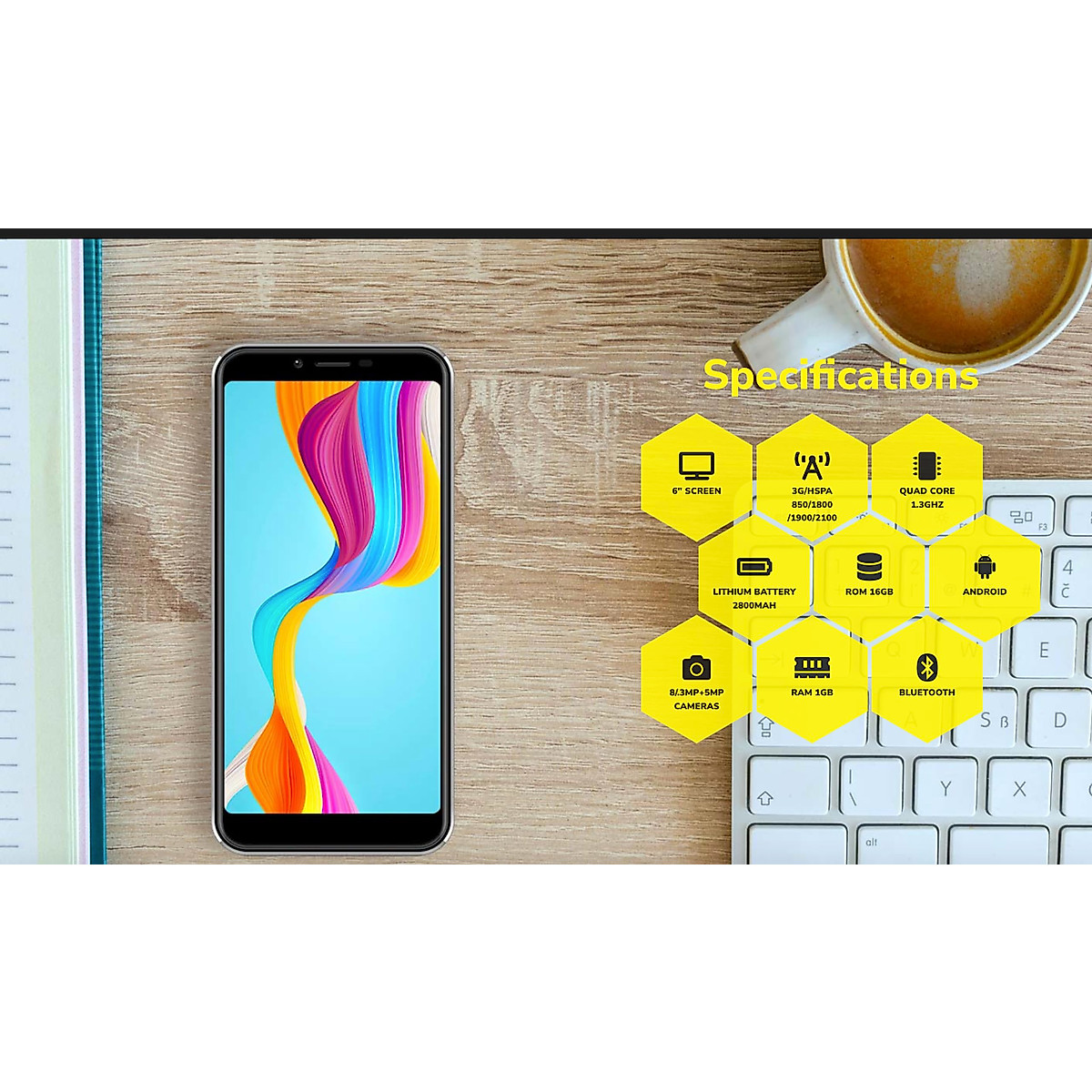 GOL F11 Smartphone 3G 2G / Unlocked Cell Phone Dual SIM / 6.0in HD Screen/Android 32GB memory expandable storage/Dual camera 8+0.3 Mpx (RED)