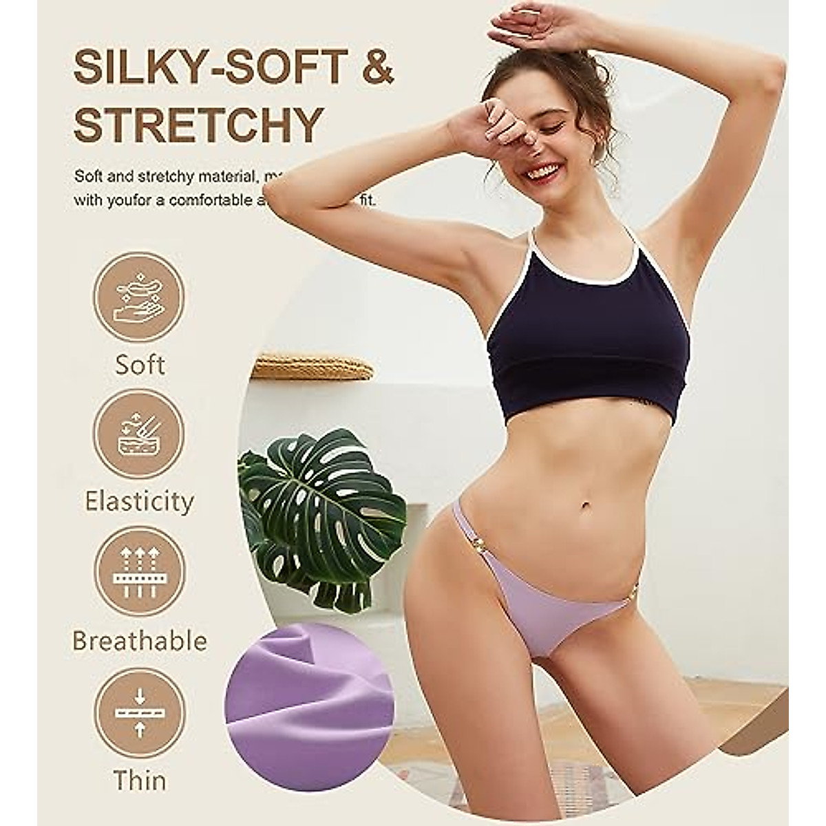 chahoo G-string Thongs for Women Sexy 5 Pack Seamless Women Underwear Breathable Low Rise T-back Tangas Ladies No Show Panties Hipster S-XL