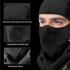 Ski Mask for Men Women Balaclava Face Mask Men Cold Weather Balaclava Warmer Windproof Hunting Cycling Motorcycle Neck Gaiter Warmer Winter Gear Black